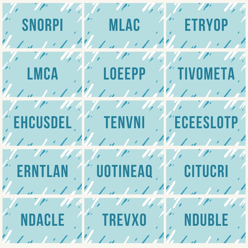 200 Printable Descrambler Word Game Cards | Fun Family & Party Game for ...