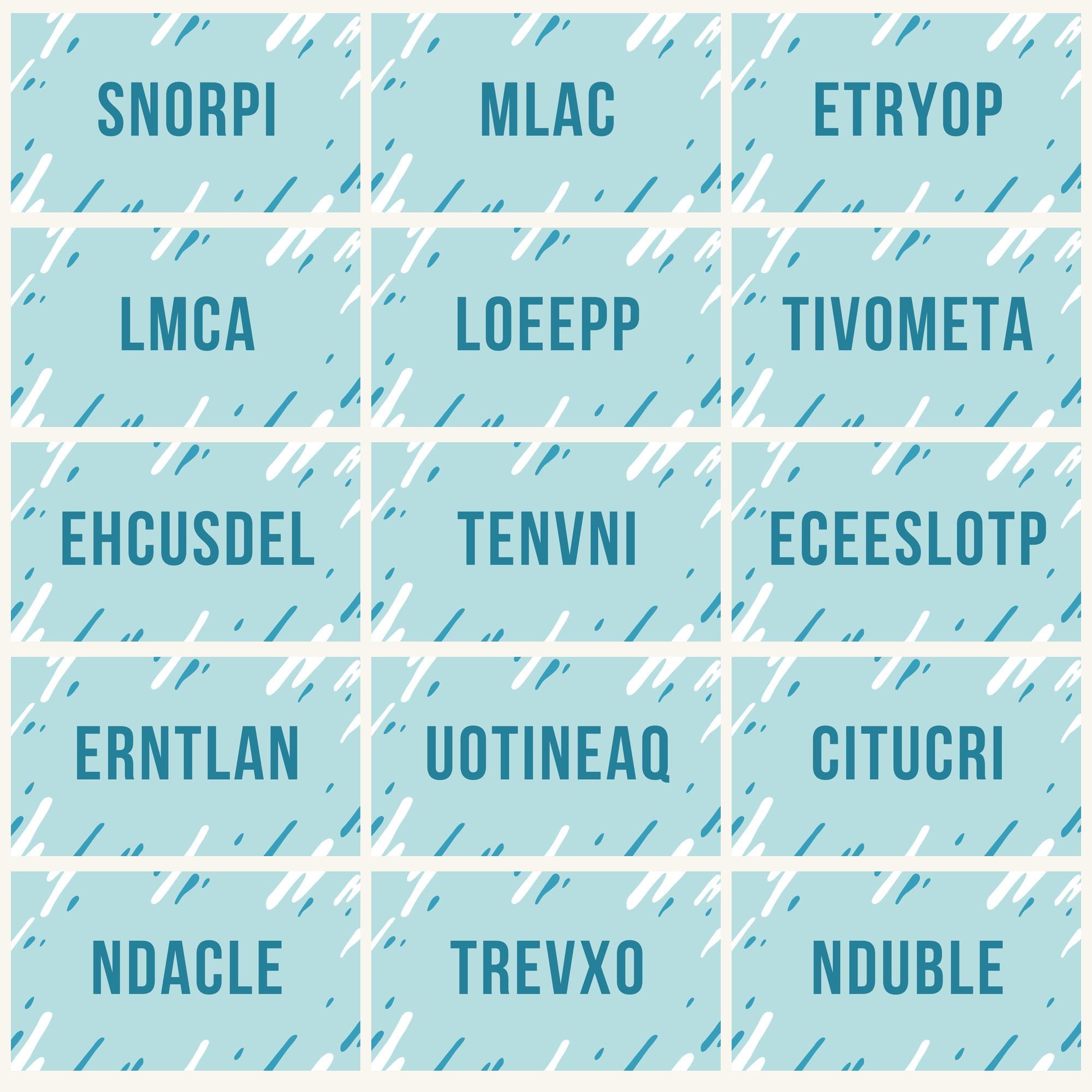 200 Printable Descrambler Word Game Cards | Fun Family & Party Game for ...