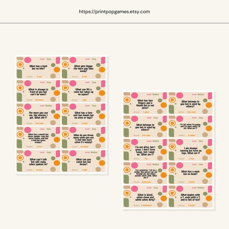 127-card Riddle Game | Fun & Challenging Printable Riddles | Mobile ...