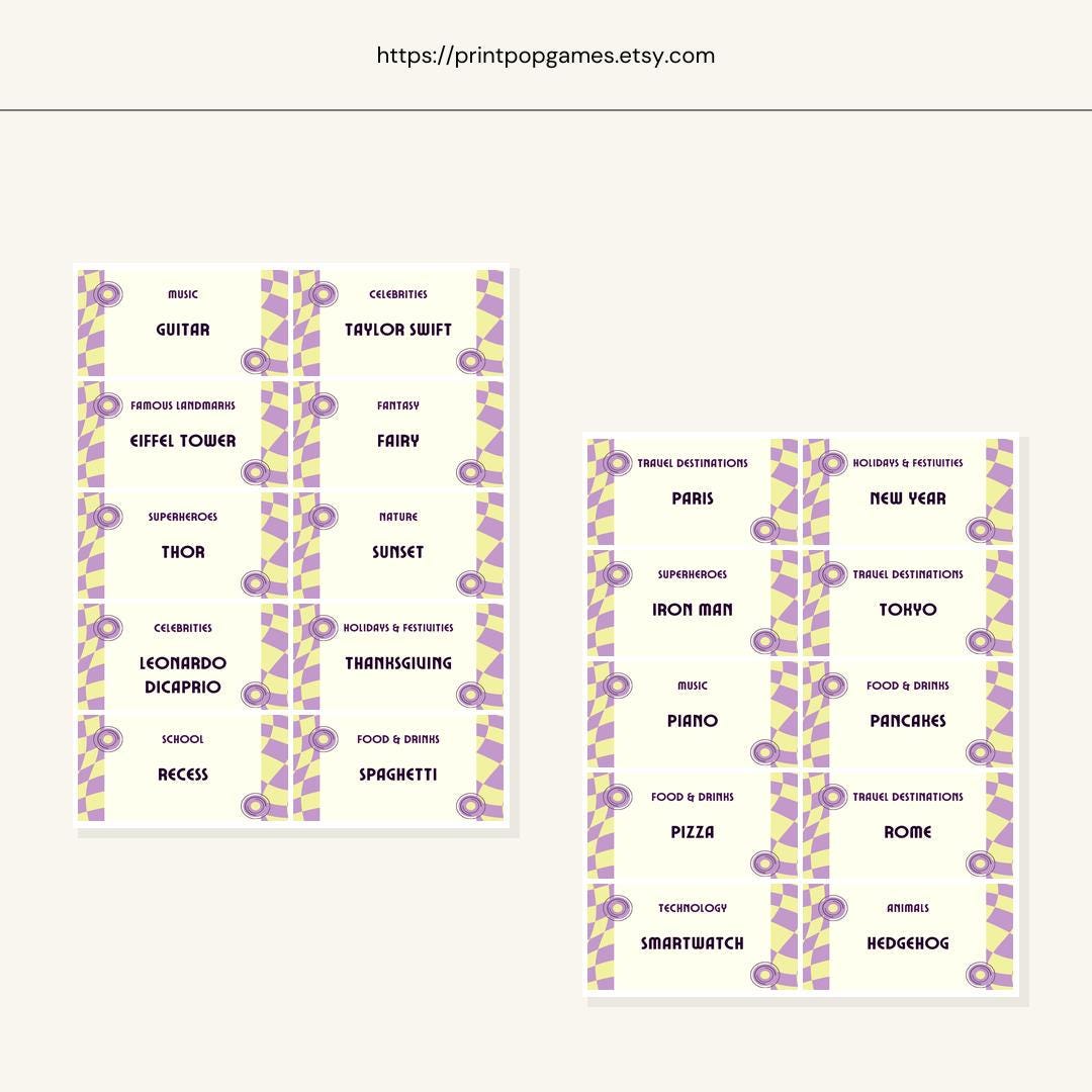 150-card Guess the Word Game Fun Printable Party Game for All Ages ...