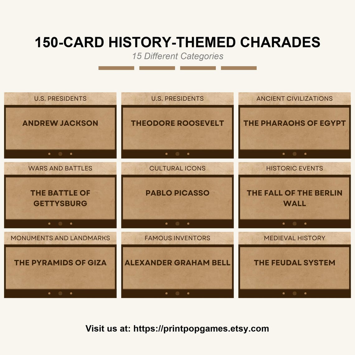 150 History-themed Charades Game | Fun & Educational Party Game for All ...