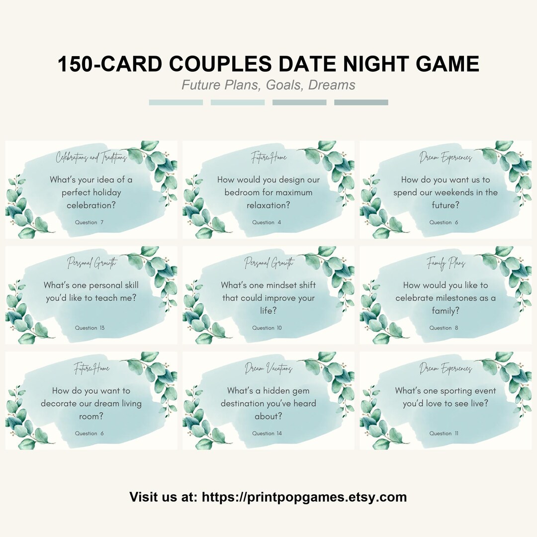 150 Romantic Date Night Questions | Printable Couples Game for Deep ...