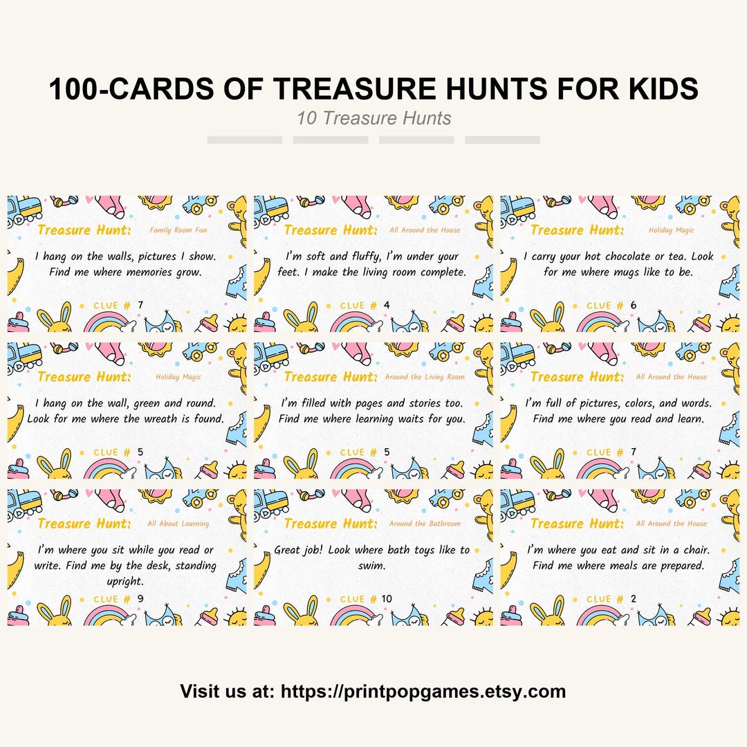 10 Printable Treasure Hunts for Kids (ages 3-6) | Fun Indoor Scavenger ...