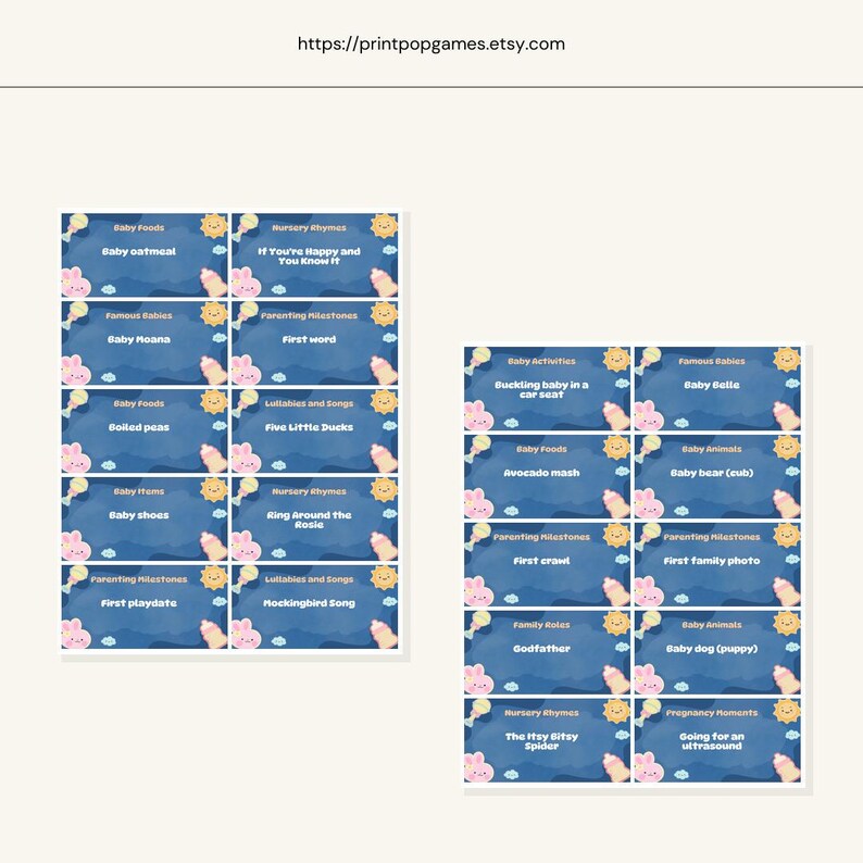 Baby Shower Charades: 200 Printable Cards, 10 Game Categories (PDF) - Etsy