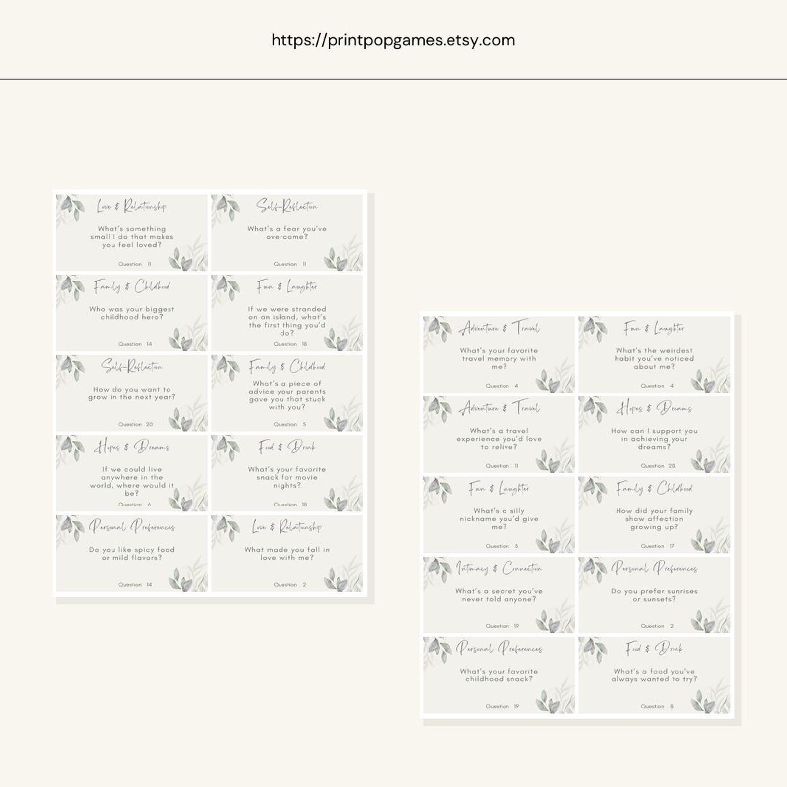 200 Fun Romantic Date Night Questions for Couples Printable Game Love ...