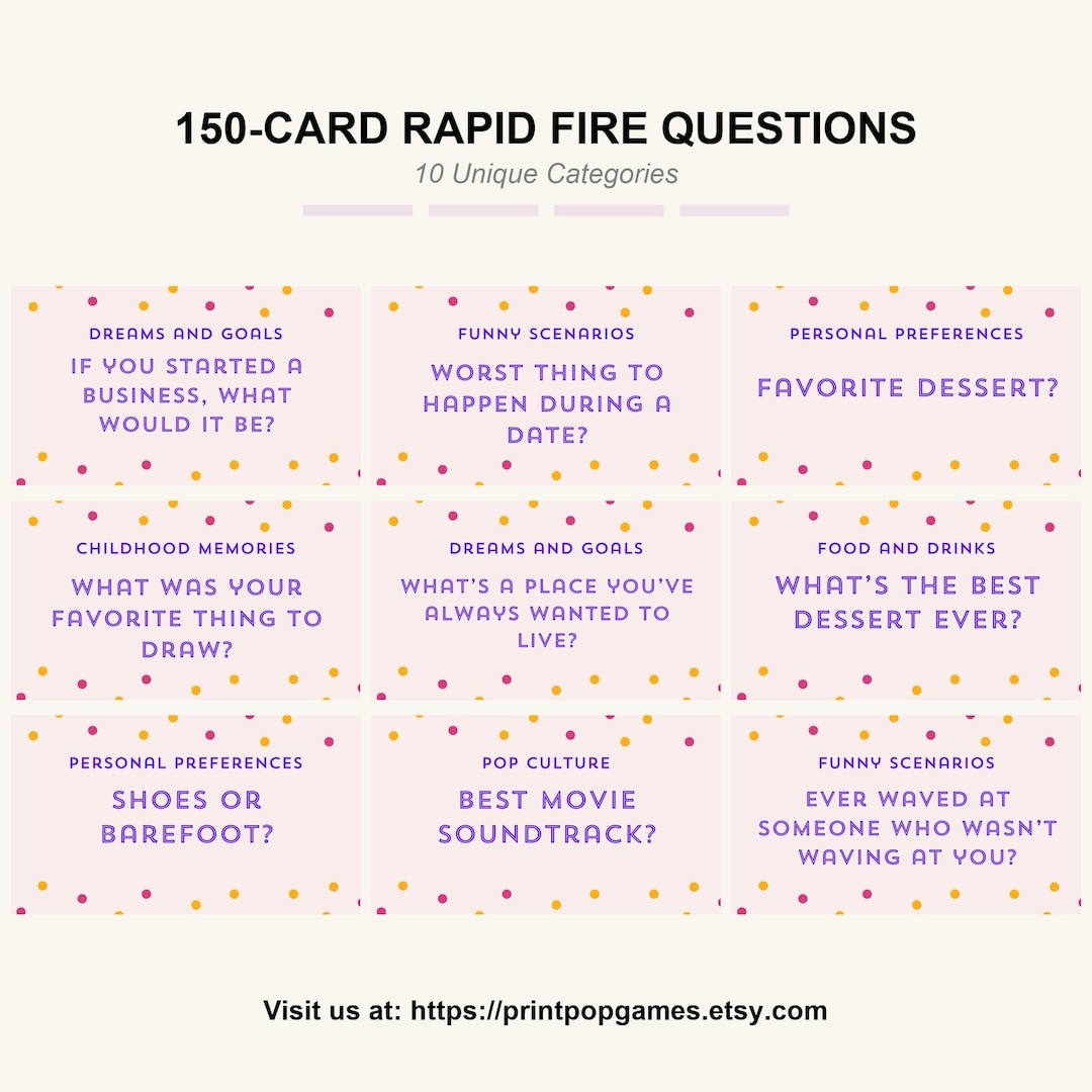 150 Fun Rapid Fire Question Game for Family, Friends, Parties ...