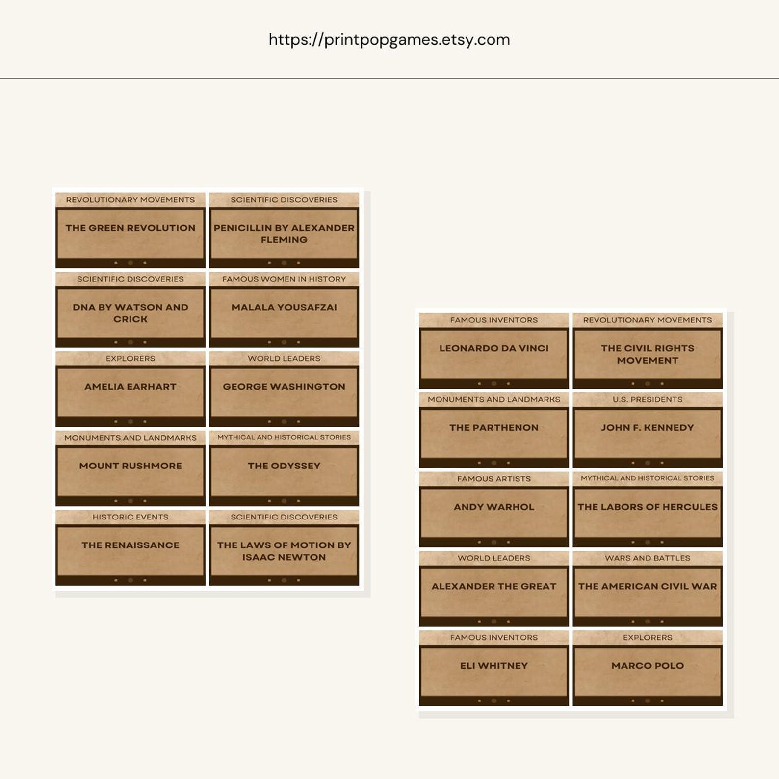 150 History-themed Charades Game | Fun & Educational Party Game for All ...