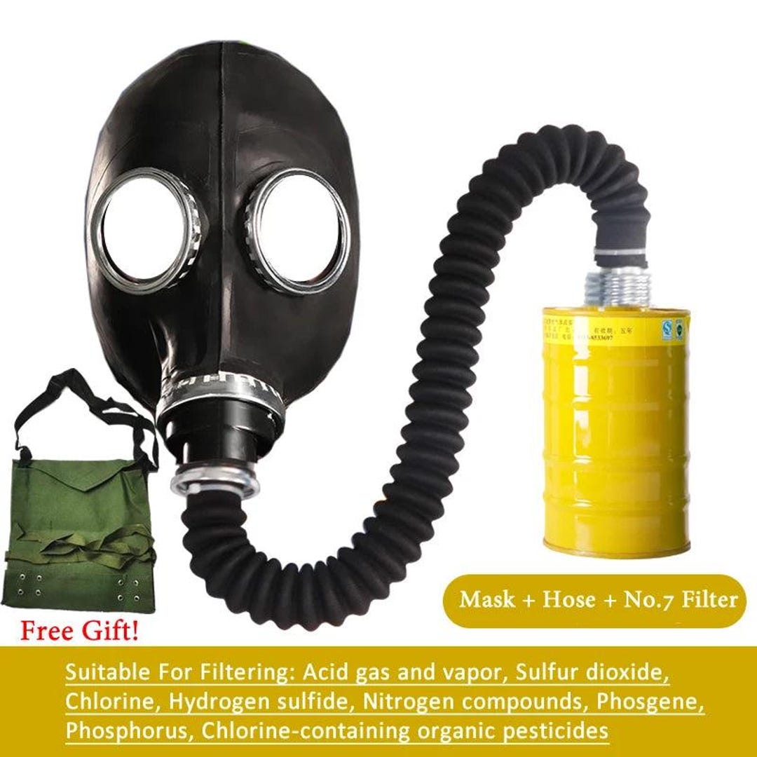 Full Face Gas Mask Chemical Respirator Gray/black Natural Rubber Ghost ...