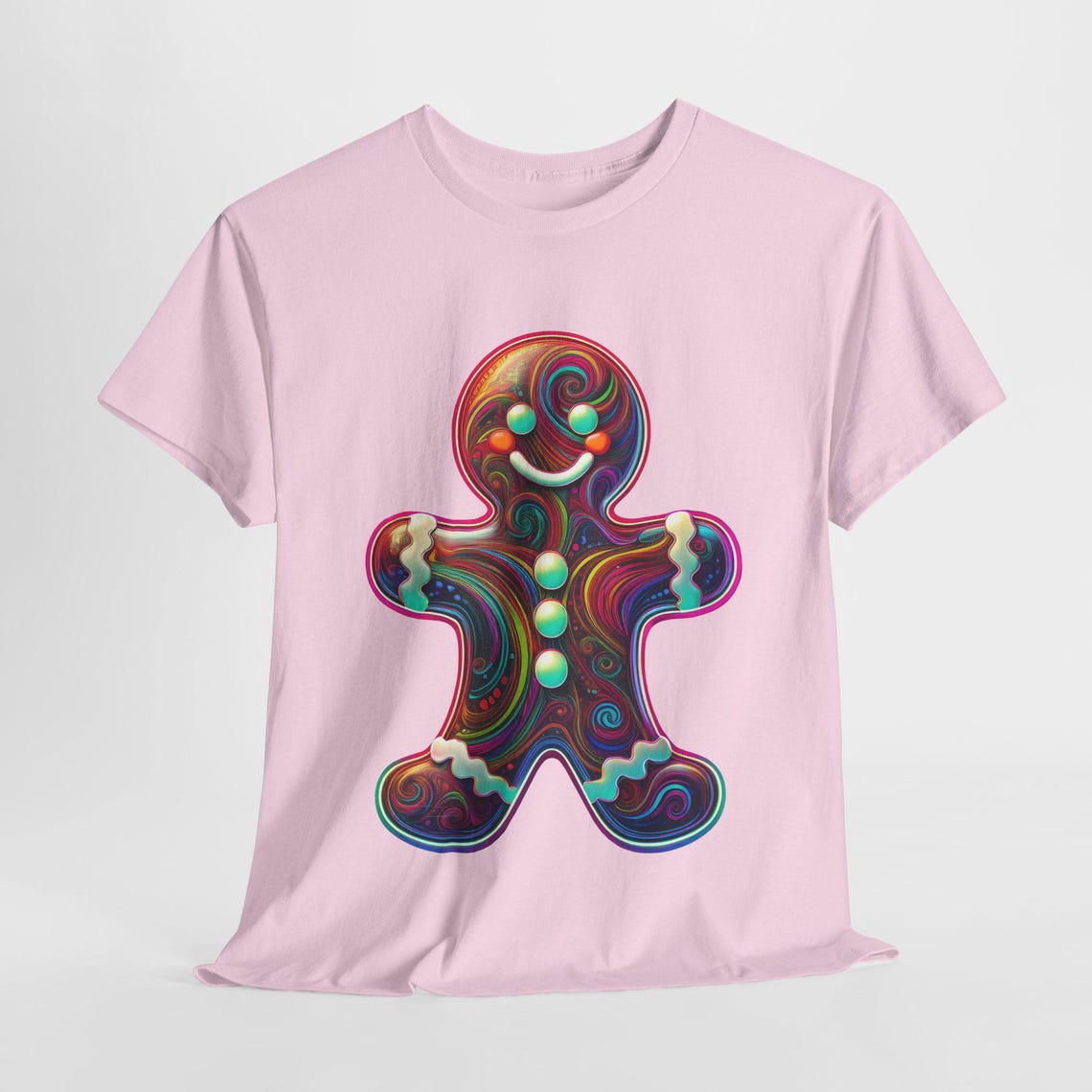 Psychedelic Gingerbread Man T-shirt Colorful Tee Bright Cotton Top ...