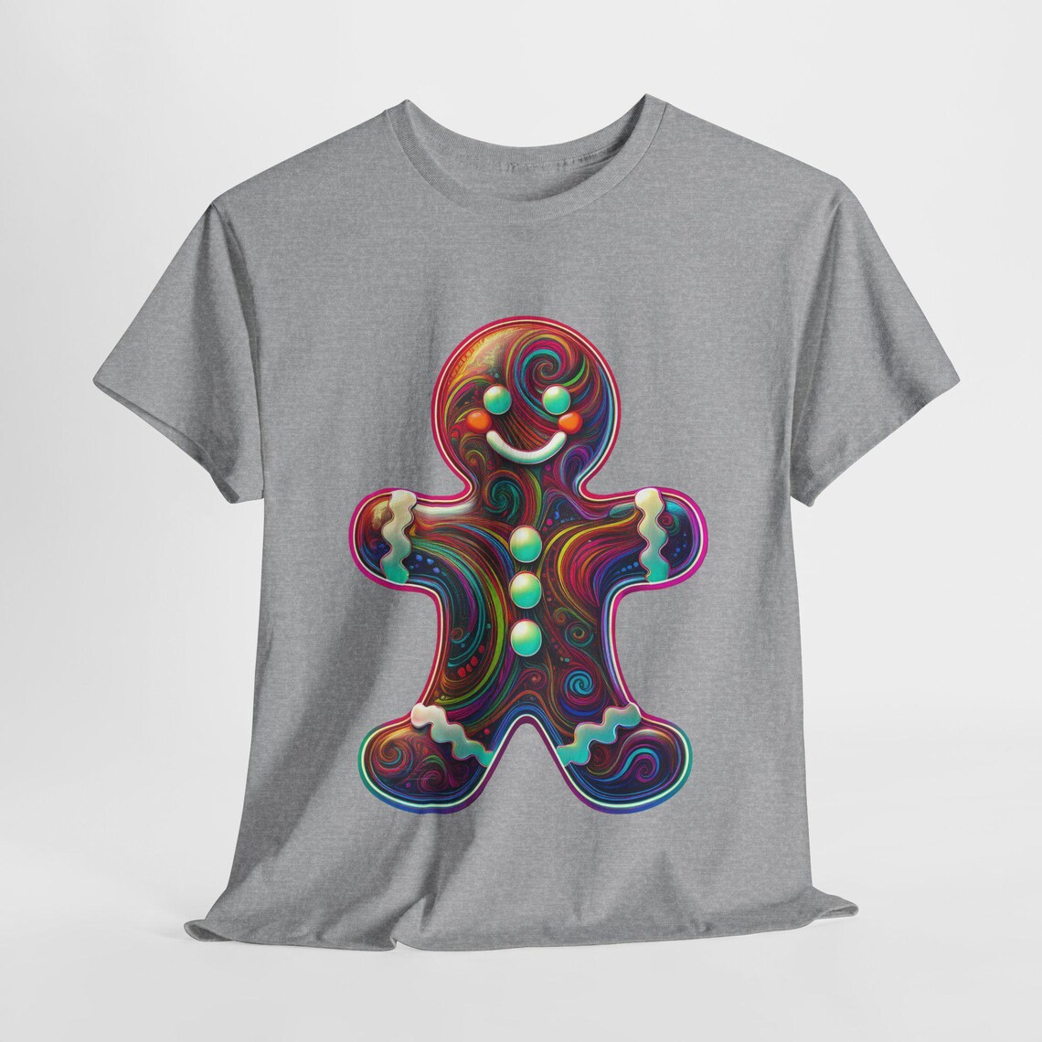 Psychedelic Gingerbread Man T-shirt Colorful Tee Bright Cotton Top ...