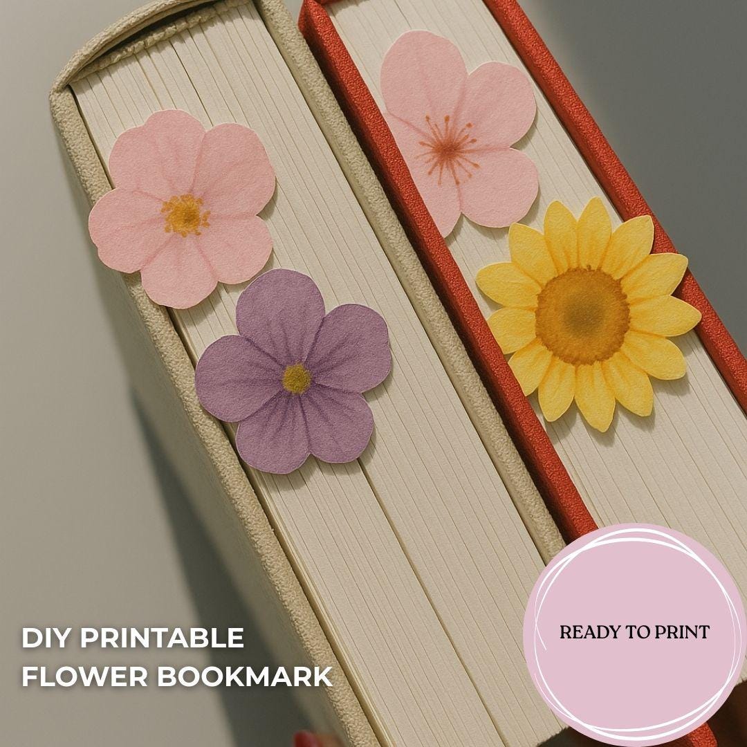 DIY Printable Flower Bookmarks – Watercolor Floral Bookmark Set ...