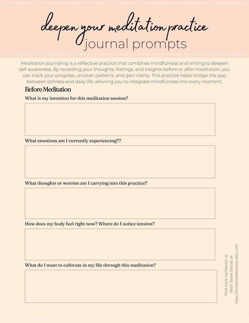 Guided Meditation Journal Prompts: Mindfulness Worksheet Bundle ...
