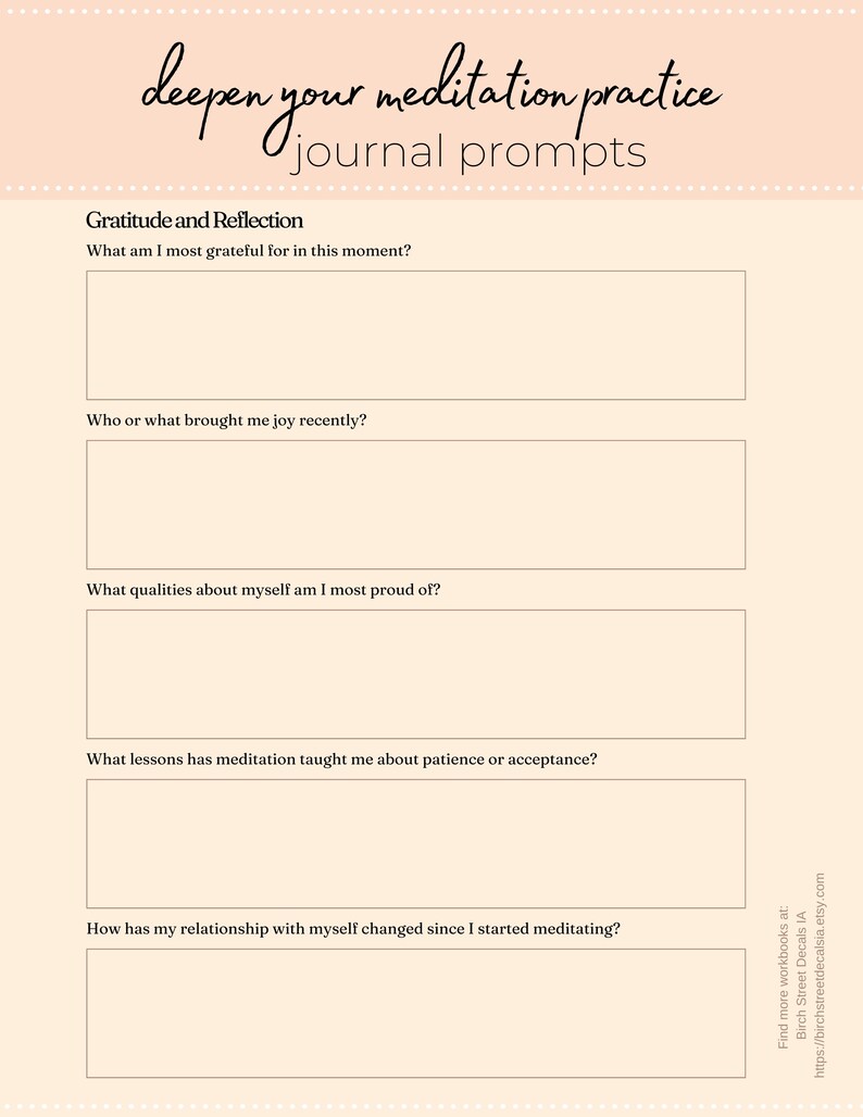 Guided Meditation Journal Prompts: Mindfulness Worksheet Bundle ...
