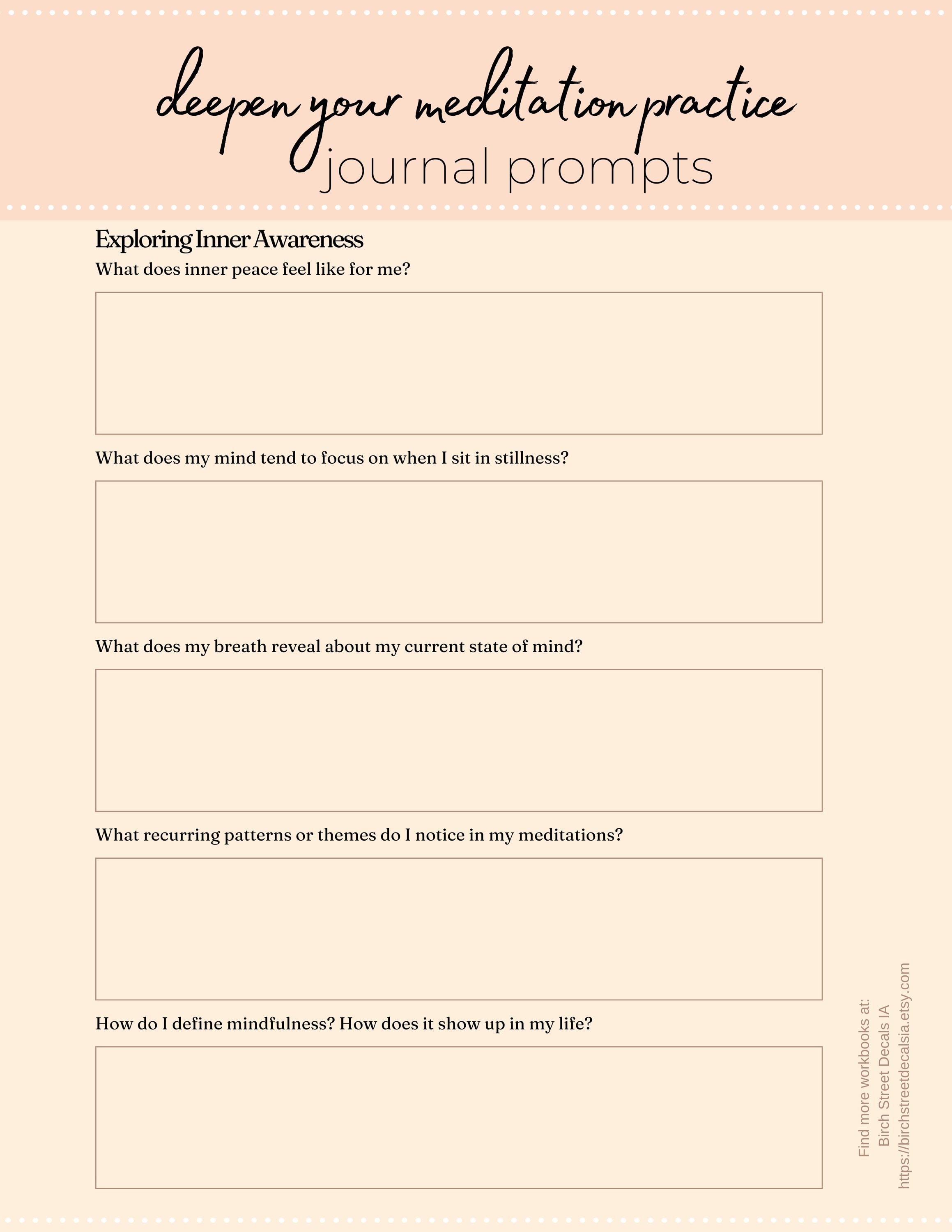 Guided Meditation Journal Prompts: Mindfulness Worksheet Bundle ...