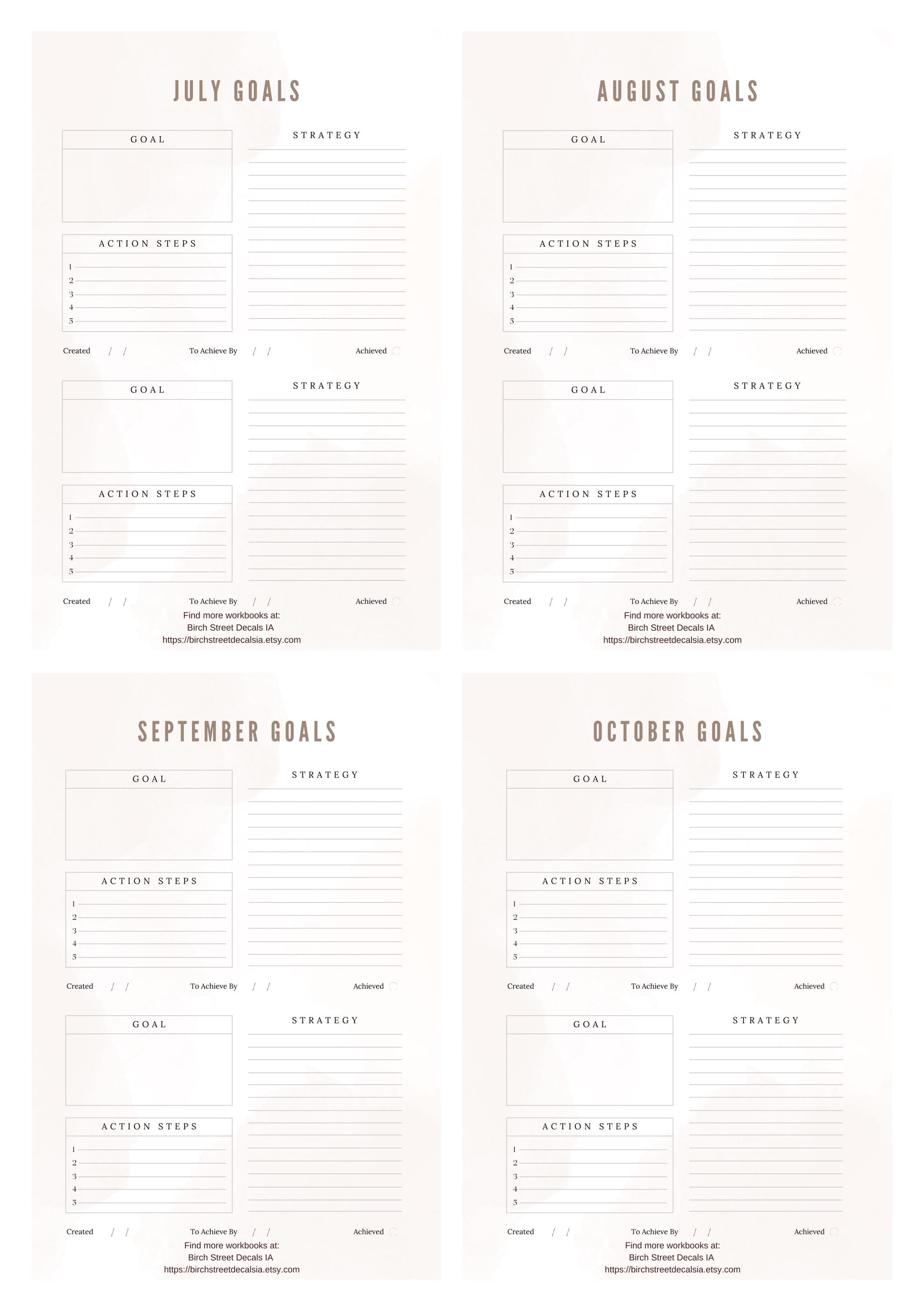 2025 Goal Setting Planner Template Bundle, 2025 Vision Board & Monthly ...