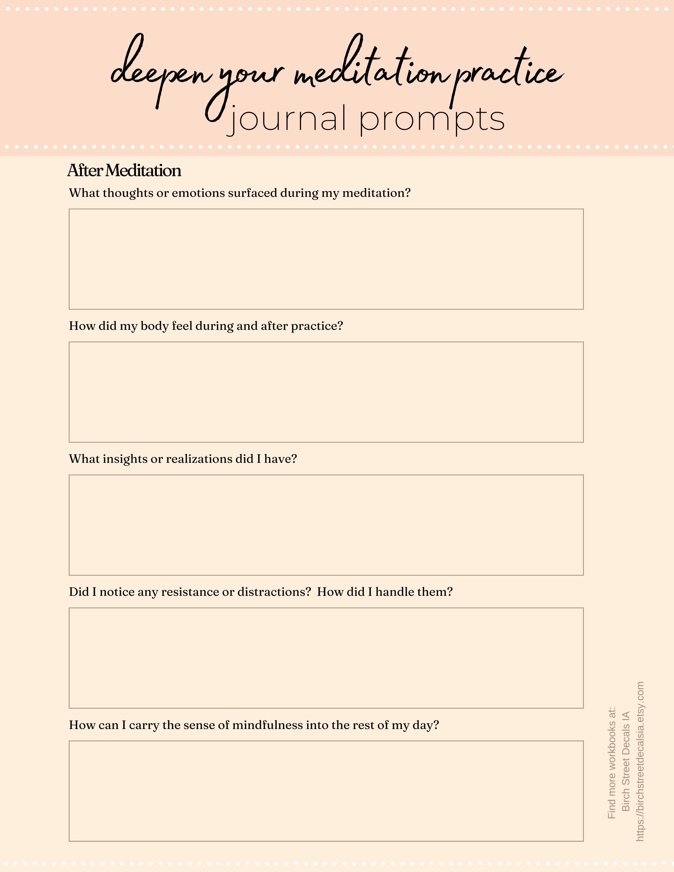 Guided Meditation Journal Prompts: Mindfulness Worksheet Bundle ...