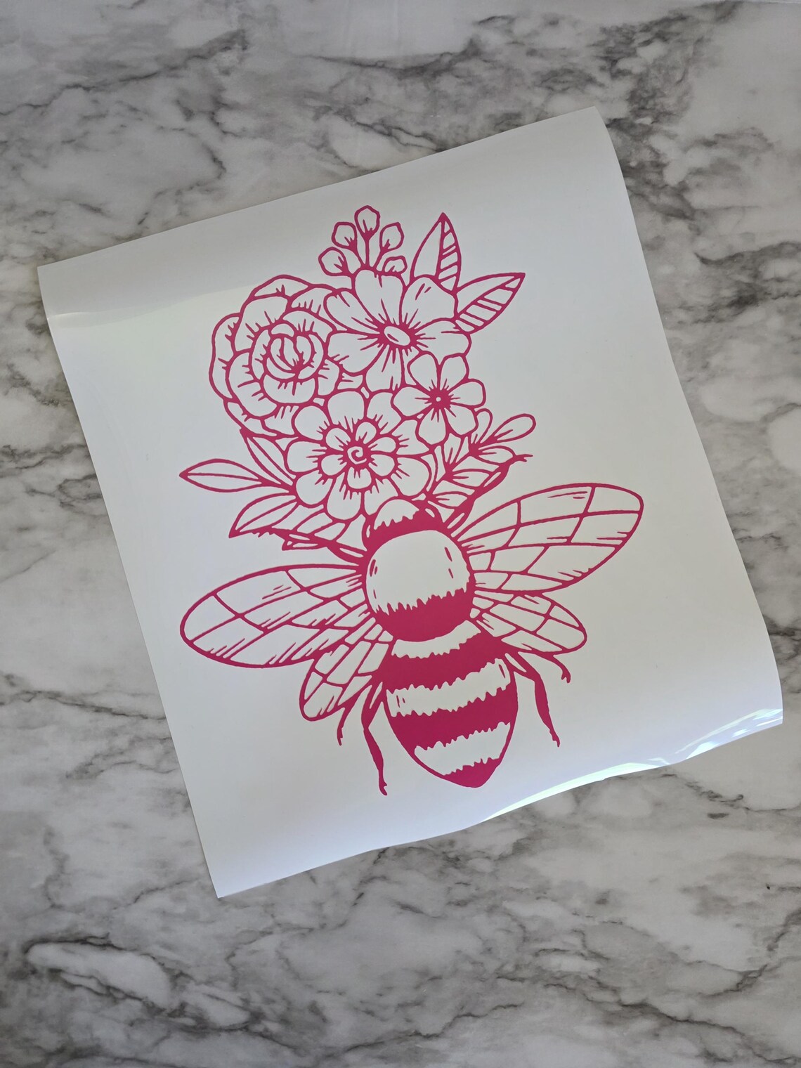Bee With Flowers Vinyl Decal – Cute Aesthetic Bee Sticker for Laptops ...