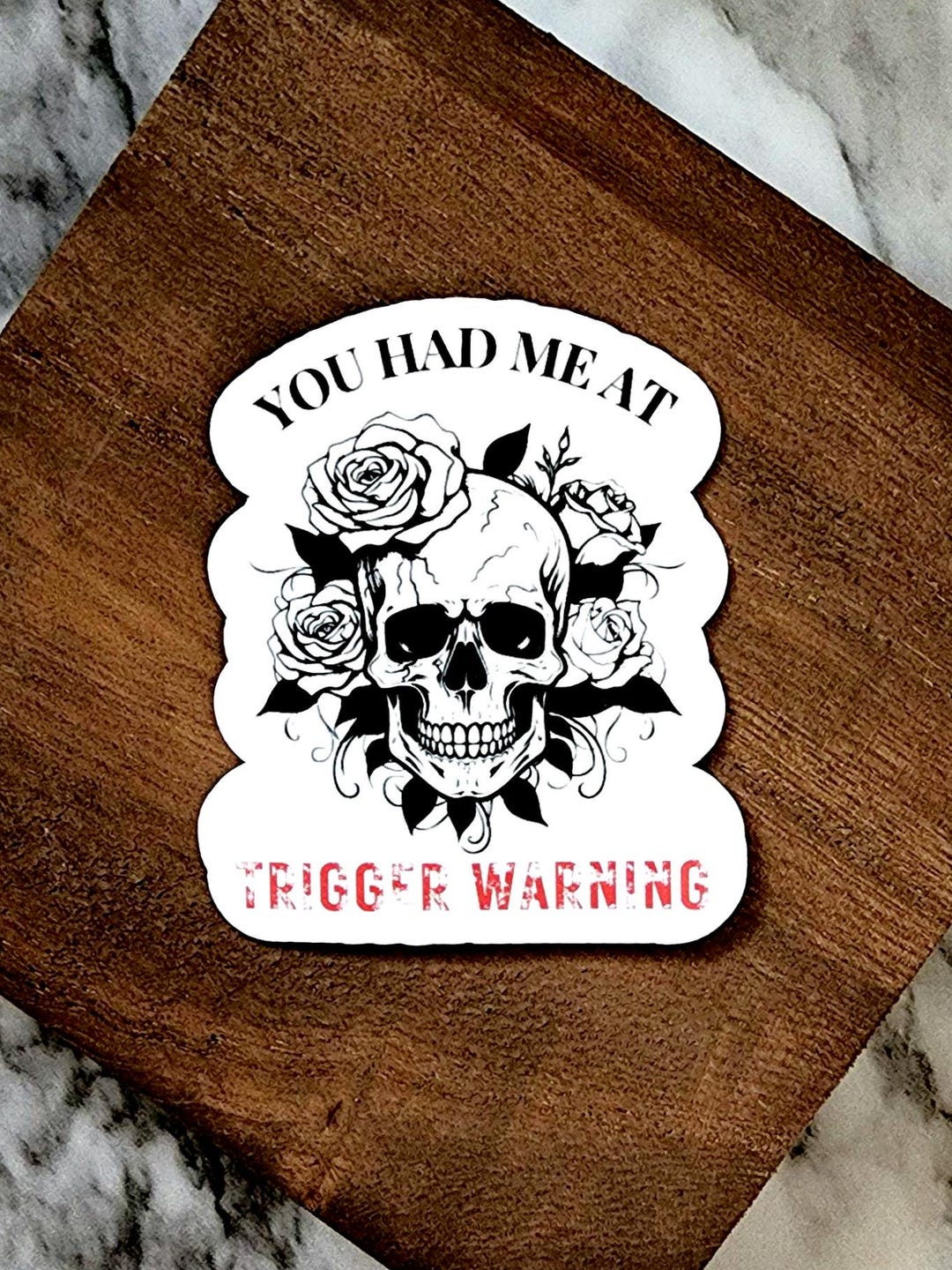 You Had Me at Trigger Warning Sticker, Thriller Book Lover Decal, Booktok Stickers, Spooky ...
