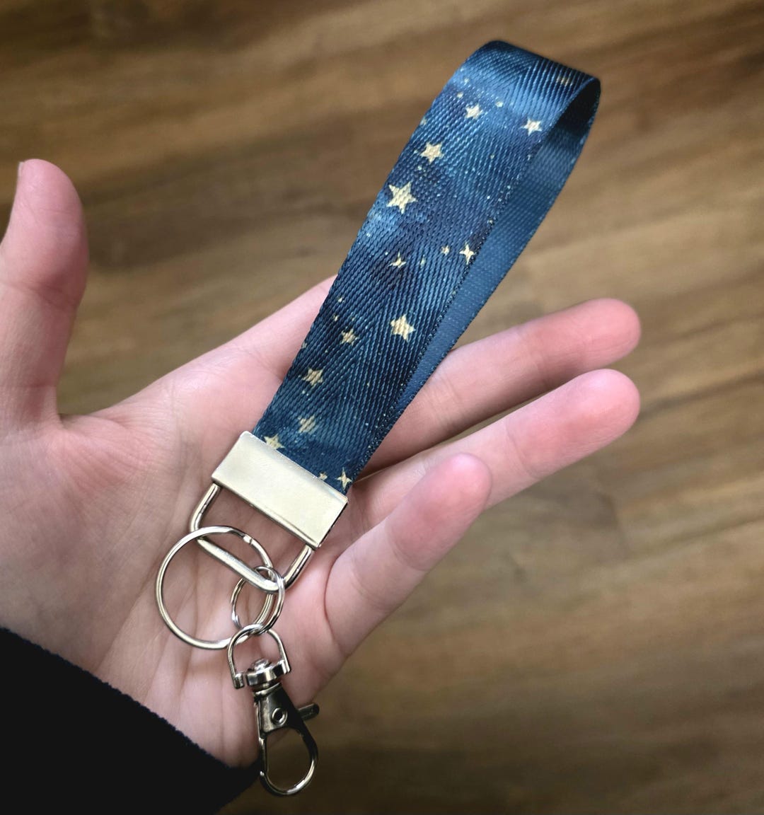 Starry Dark Blue Keychain Wristlet, Stylish Wristlet for Keys, Gift for ...