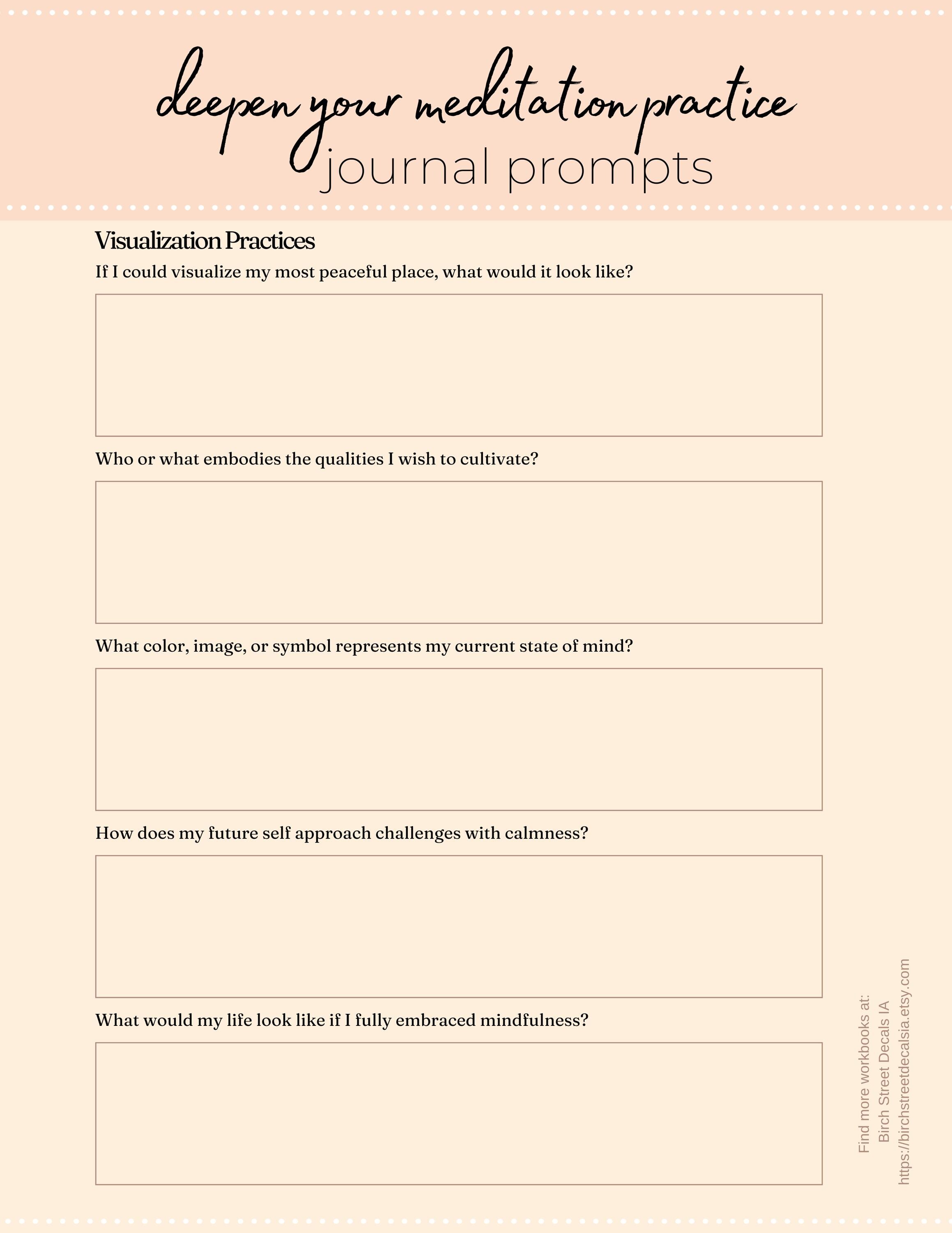 Guided Meditation Journal Prompts: Mindfulness Worksheet Bundle ...