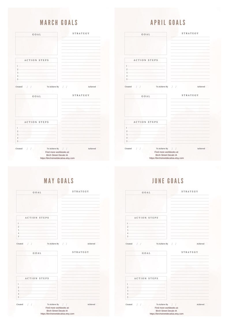 2025 Goal Setting Planner Template Bundle, 2025 Vision Board & Monthly ...