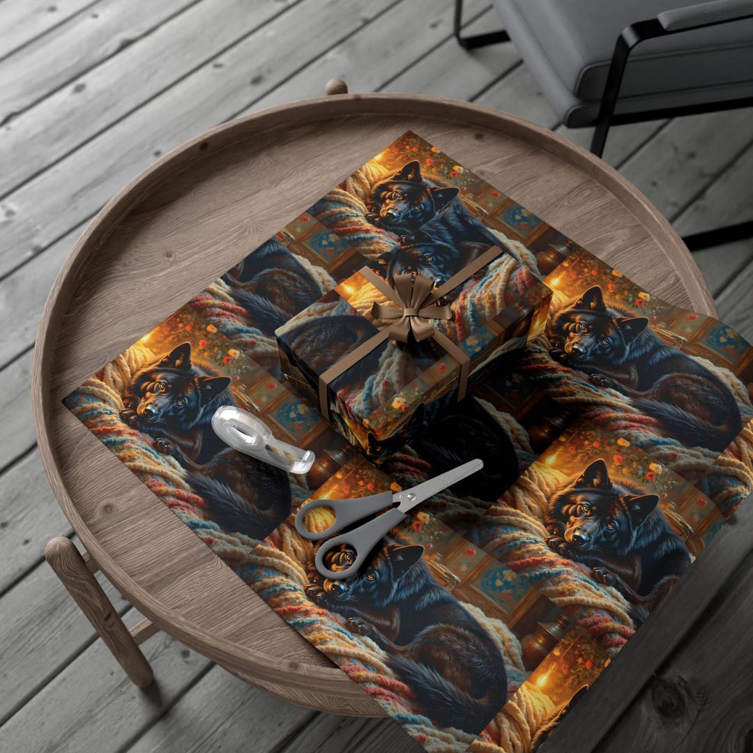 Melanistic Wolf Wrap Papers, Wolf Forest Woodland Gifts for Nature ...