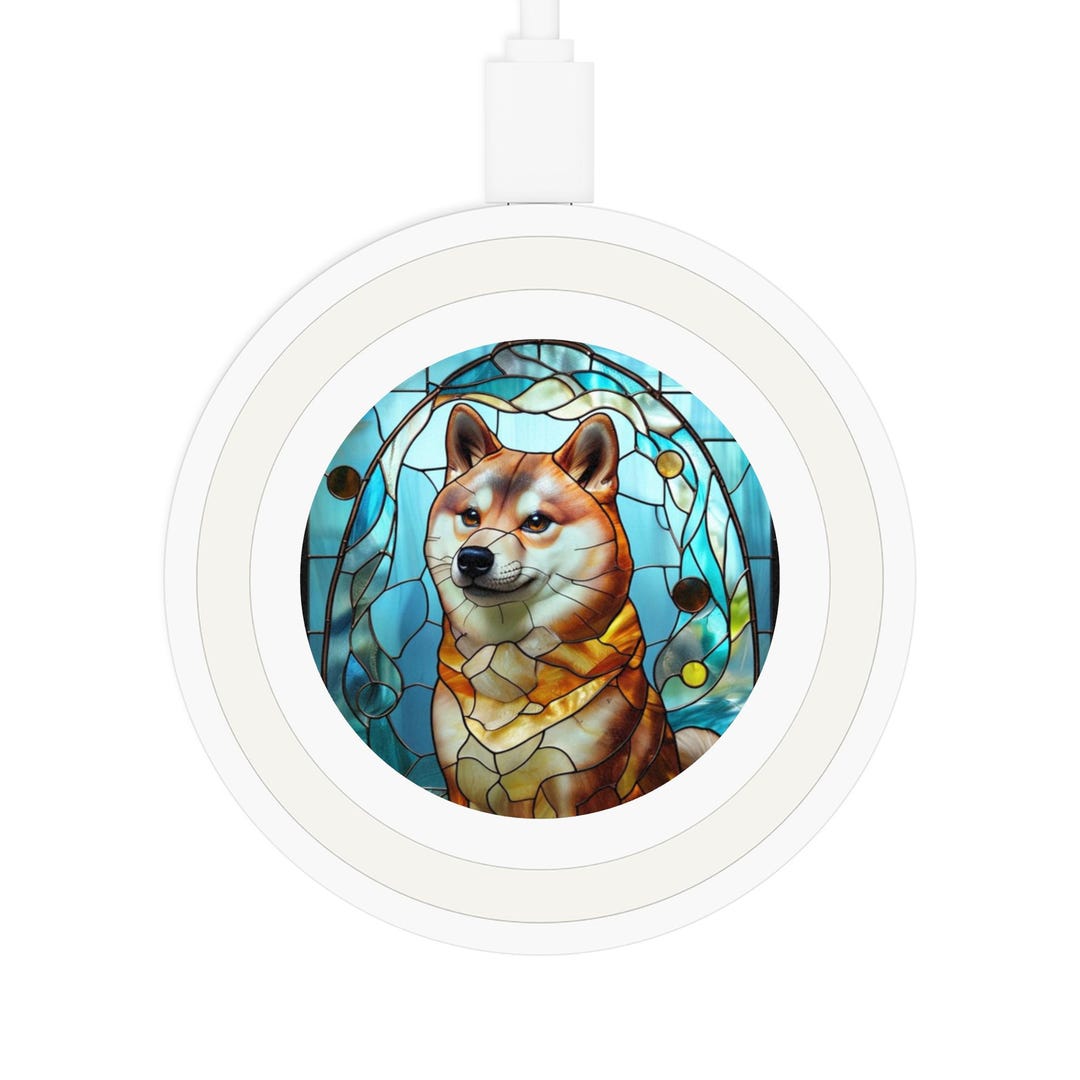 Shiba Inu DOGE Stained Glass Print Design Quake Wireless Charging Pad ...