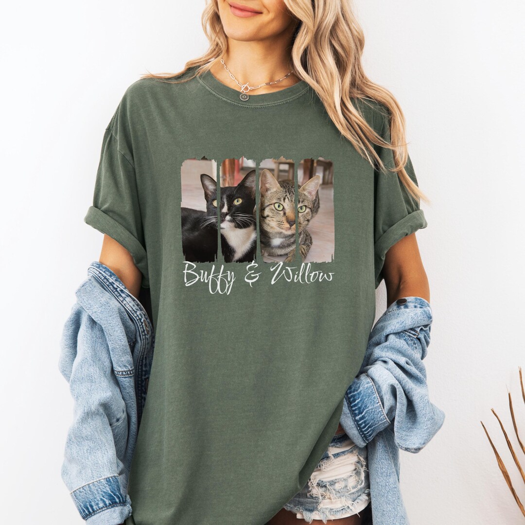 Personalized Two Cat Photo Shirt, Custom Multi Cat Photo Tee, Cat ...