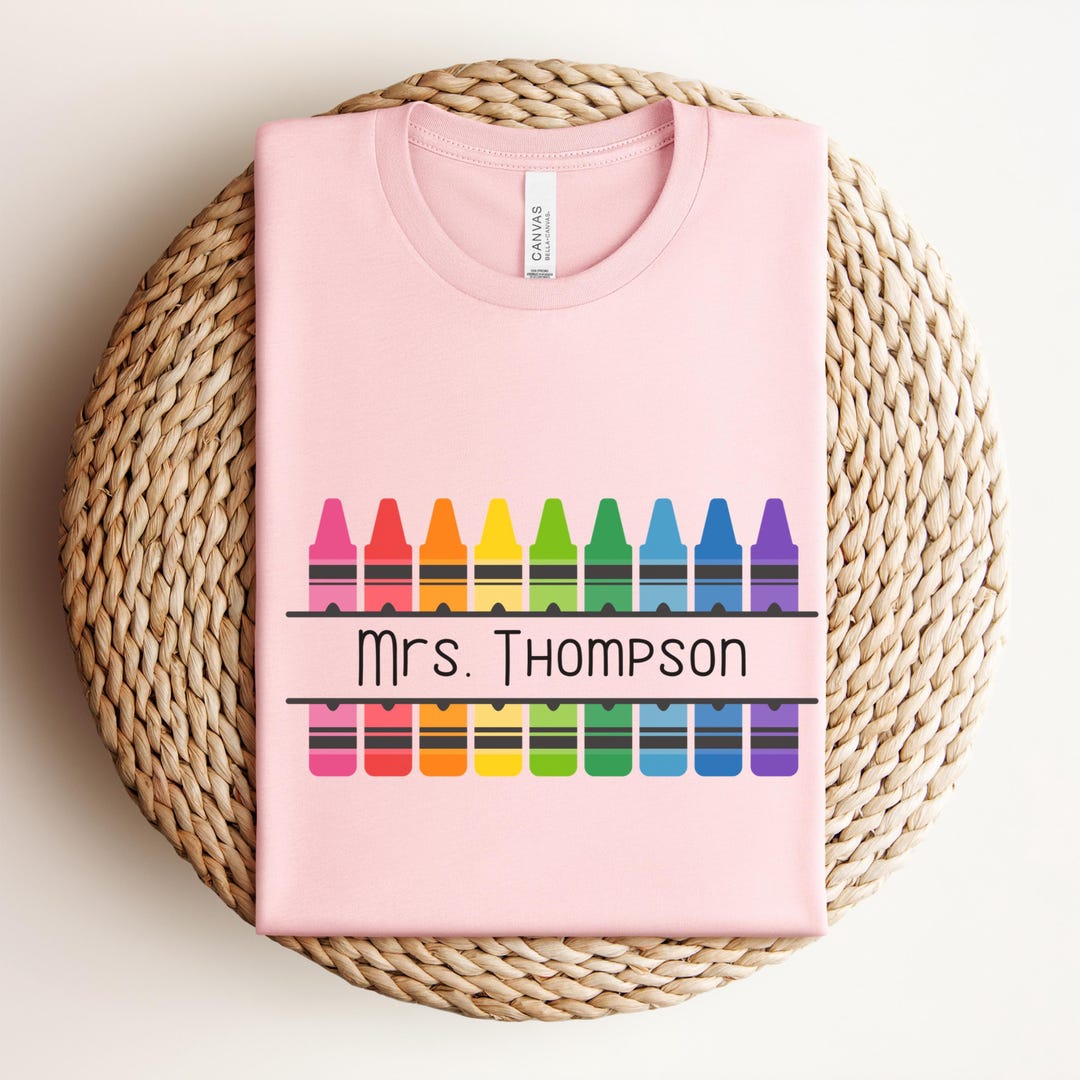 Personalized Teacher Shirt: Custom Crayon Design, Appreciation Gift - Etsy
