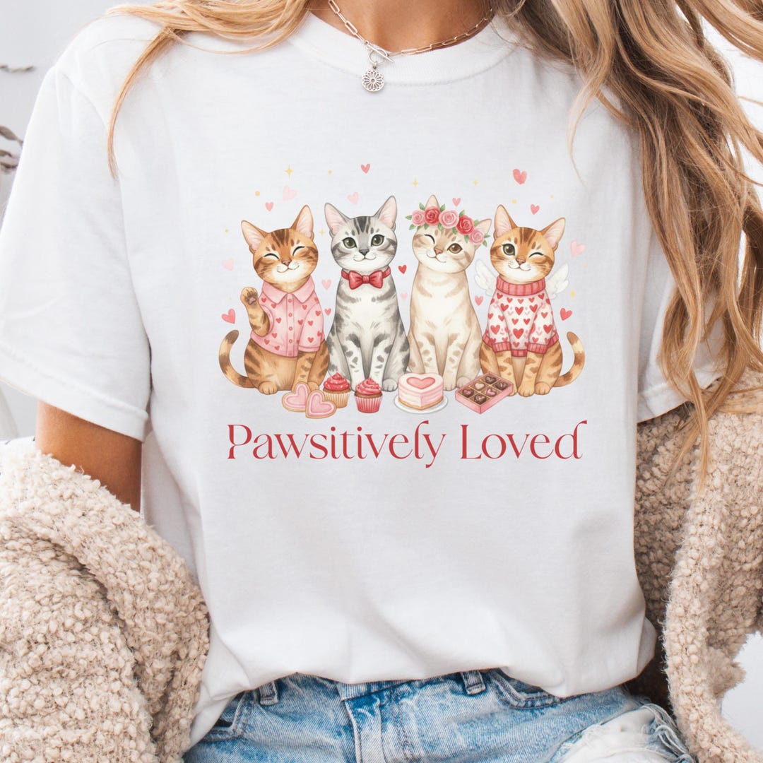 Bengal Cat Valentine Comfort Colors Shirt, Pawsitively Loved Cat Lover ...