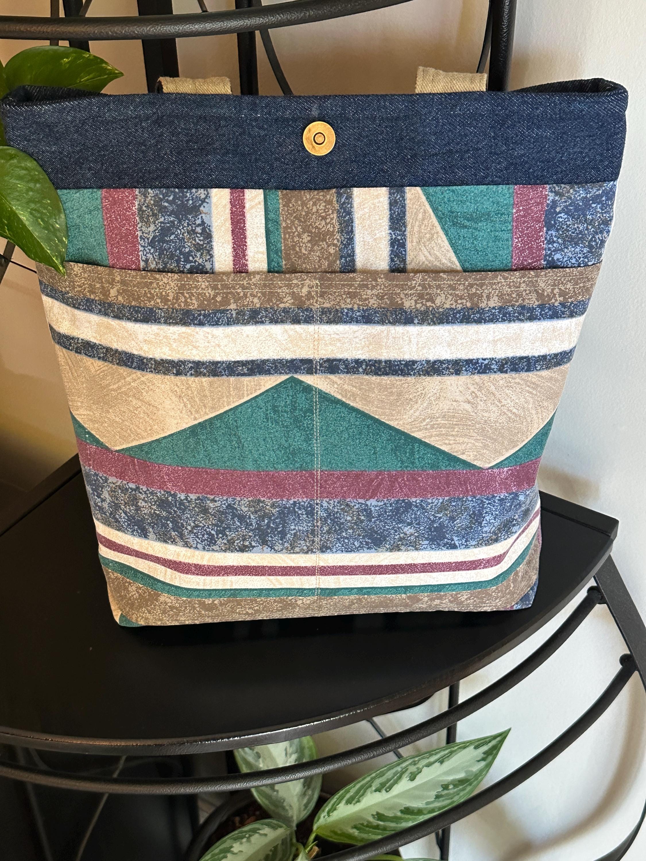 Denim Tote Bag, Jean Shopping Bag, Handmade Denim Tote Bag, Upcycled ...