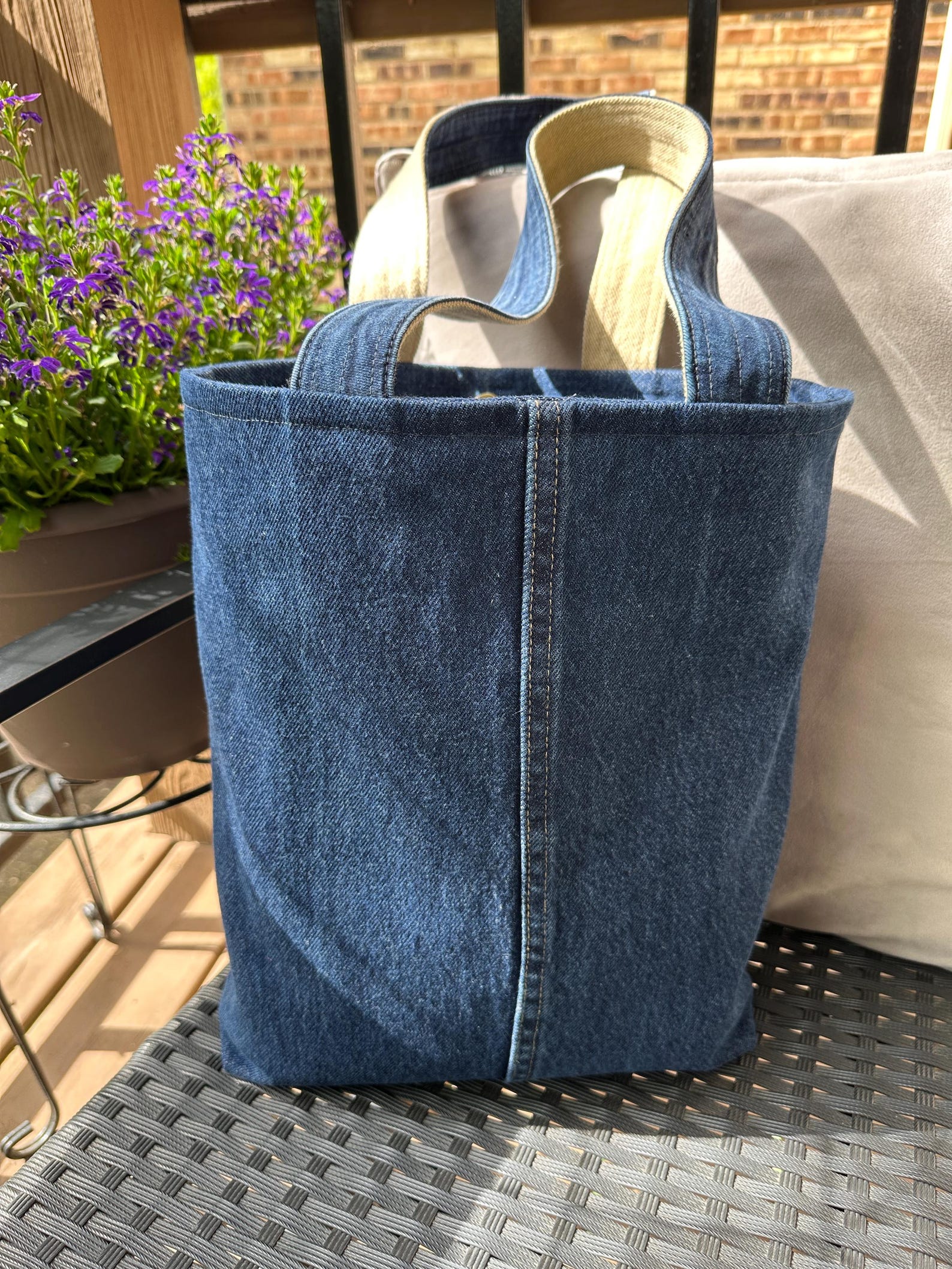 Denim Tote Bag, Jean Shopping Bag, Handmade Denim Tote Bag, Upcycled ...