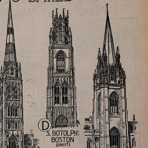 English Medieval Church Towers and Spires 1920 Original Published ...
