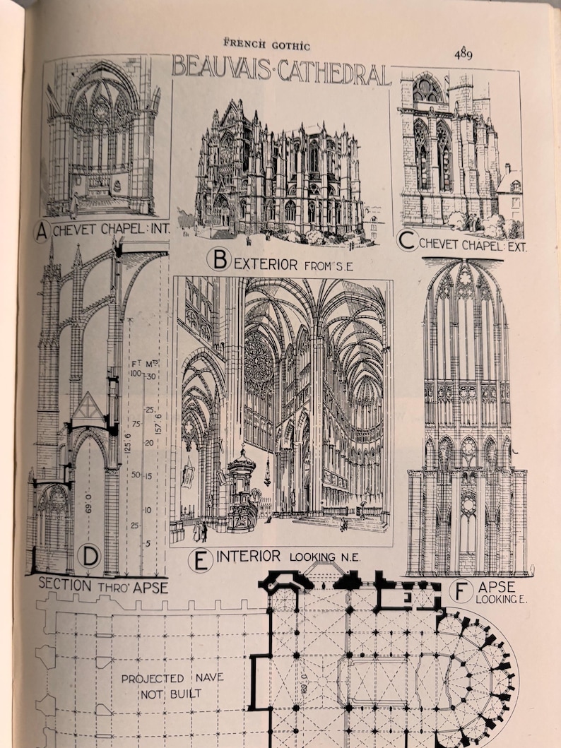 French Gothic Beauvais Cathedral 1920 Original Lithograph Print for ...