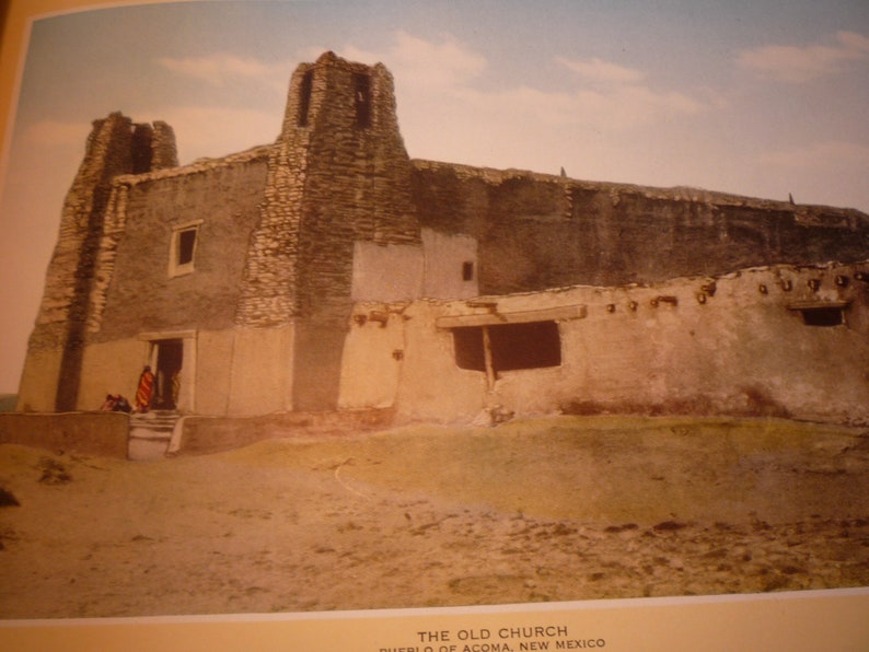 Acoma Pueblo the Old Church New Mexico Santa Fe Trail - 1914 Fred ...