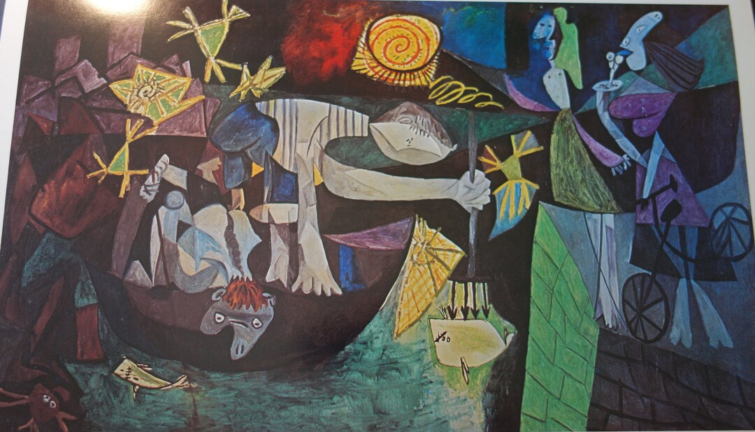 Picasso Night Fishing at Antibes Vintage Poster 1980 Edition Print 11.5 ...