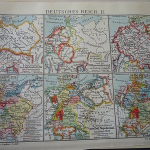 Vintage German Map Deutsches Reich - 1910 in German - Two Sided Color ...