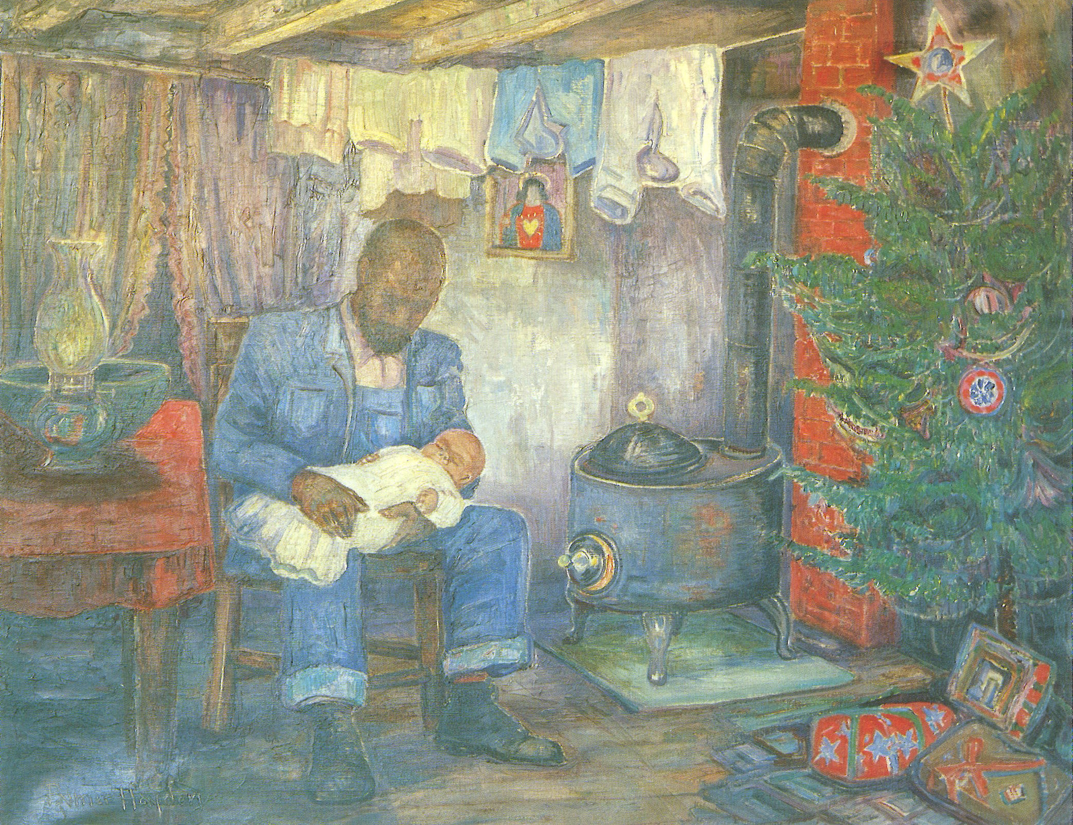 Palmer Heyden Man Holding Baby Christmas Eve Art Print - Etsy