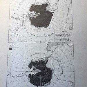 1930 Antarctic Map | Charts of South Pole Discovery 1920 to 1930 | for ...