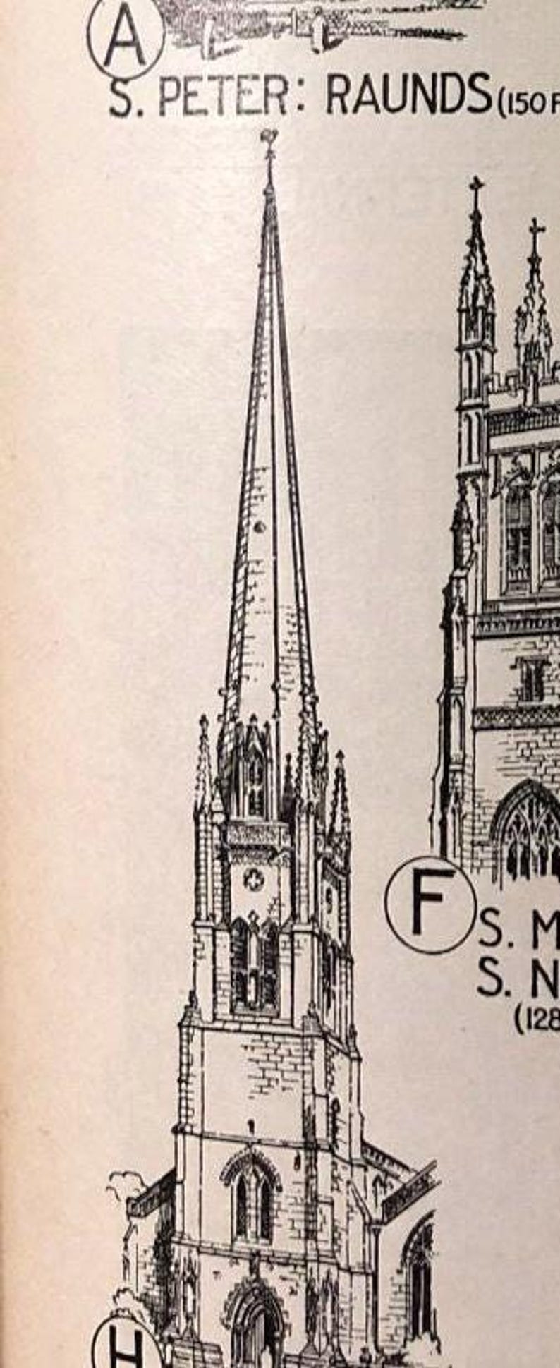 English Medieval Church Towers and Spires 1920 Original Published ...