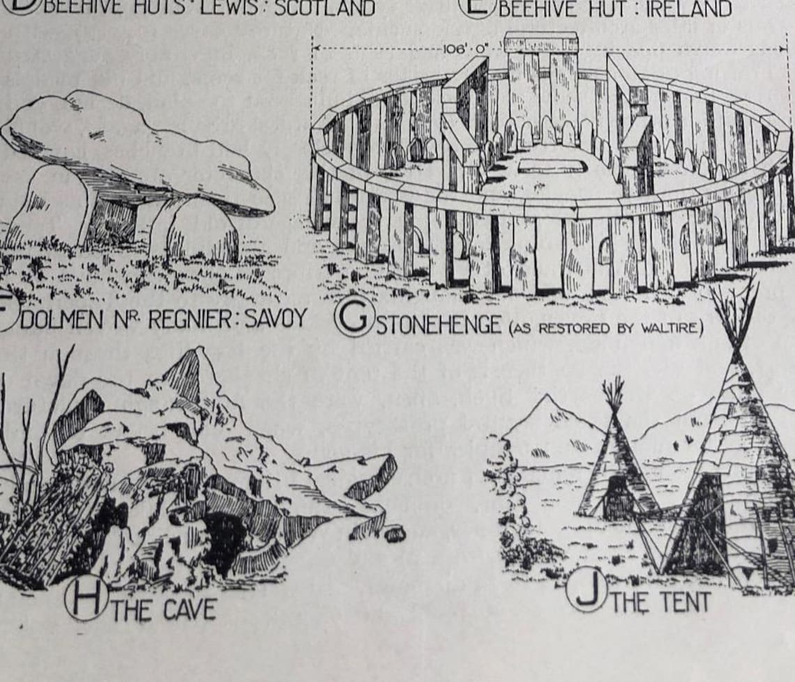 Prehistoric Architecture - 1924 Print - Great for Framing - Gift for ...
