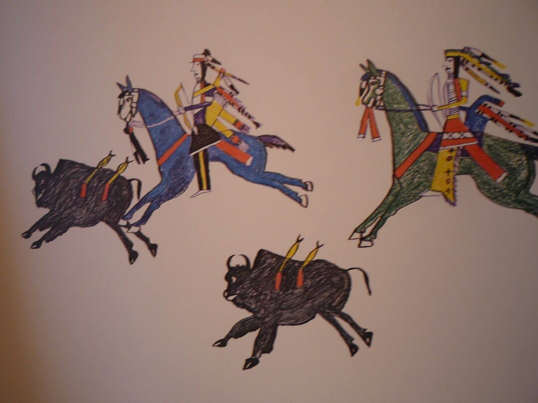 Buffalo Hunt Cheyenne Style - Indian Sketch Books - Native American ...