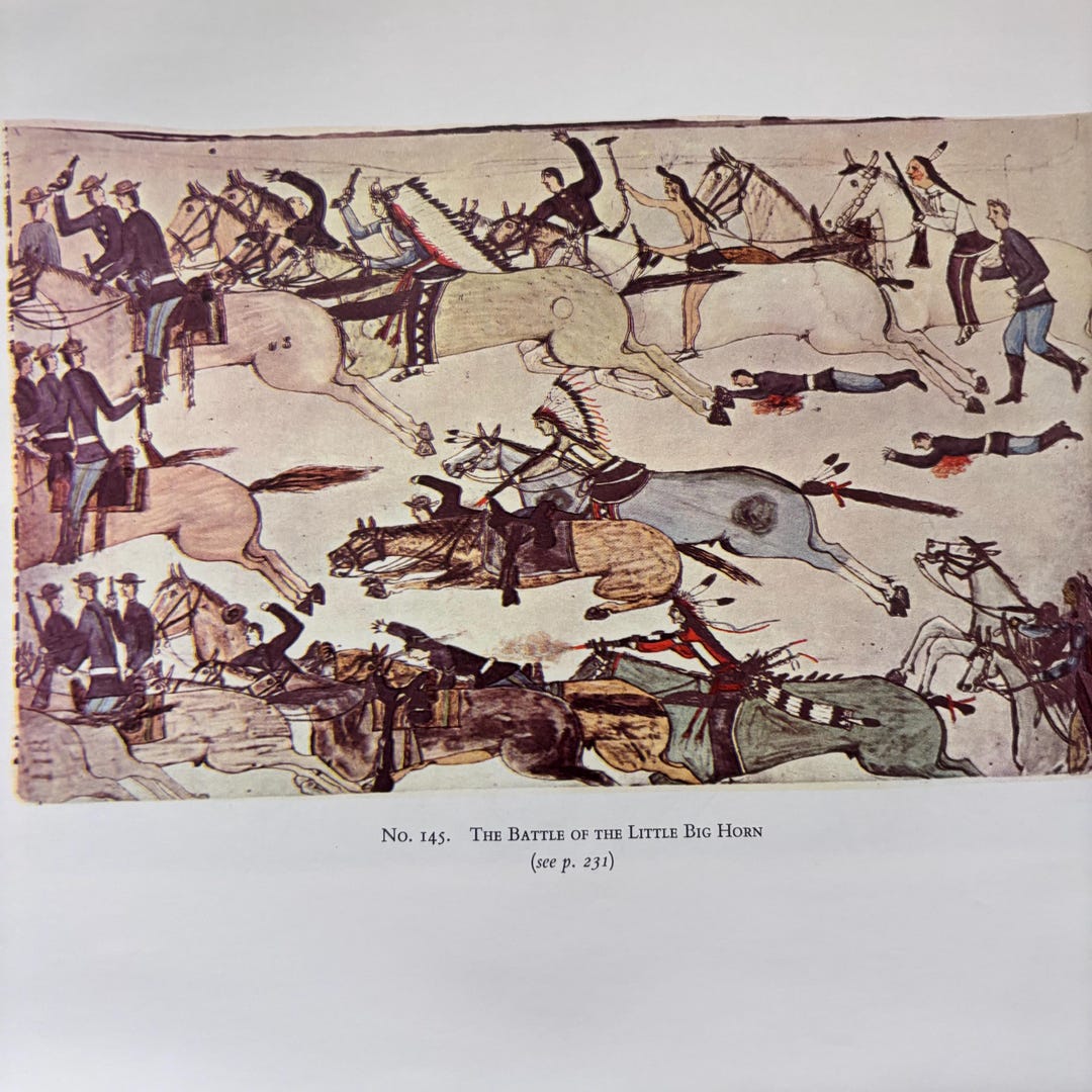 Battle of Little Big Horn | Oglala Sioux Ledger Art by Amos Bad Heart ...