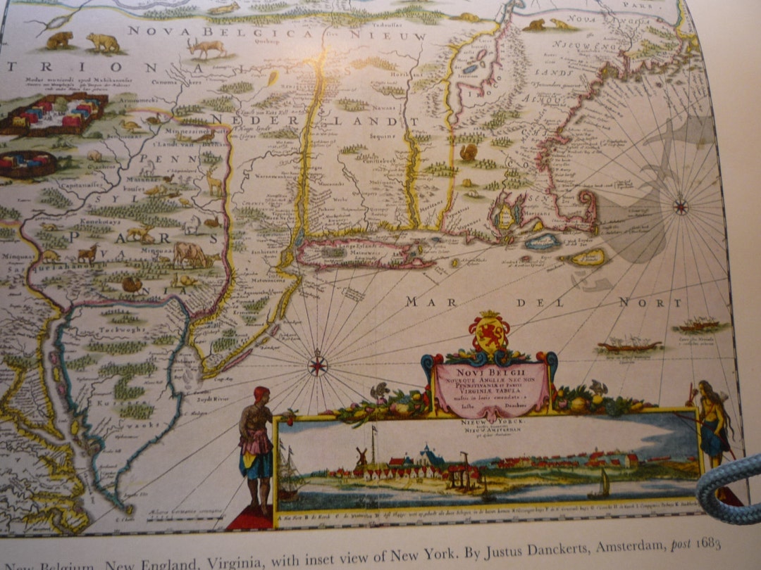 Chart of the New World Atlantic Colonies Color Lithograph Reprint of ...