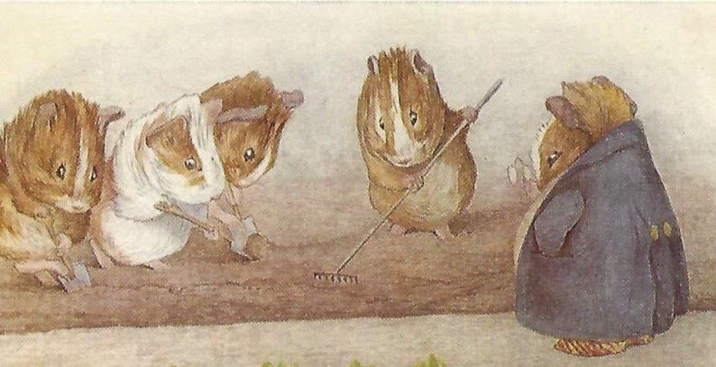 Beatrix Potter Guinea Pigs Garden | Print Reproduction | Gift for ...