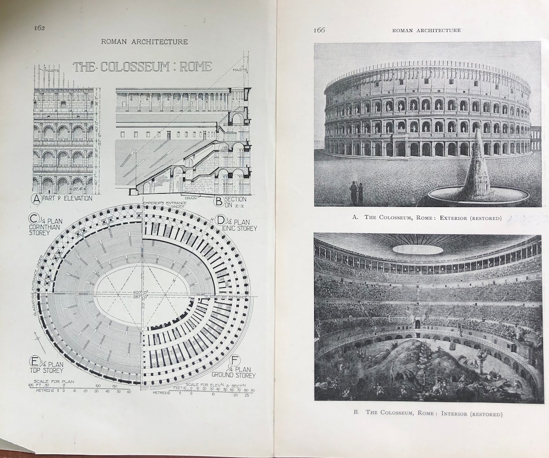 Roman Colosseum Architecture Details 1924 Prints Great for Framing Gift for Architect Decorative ...