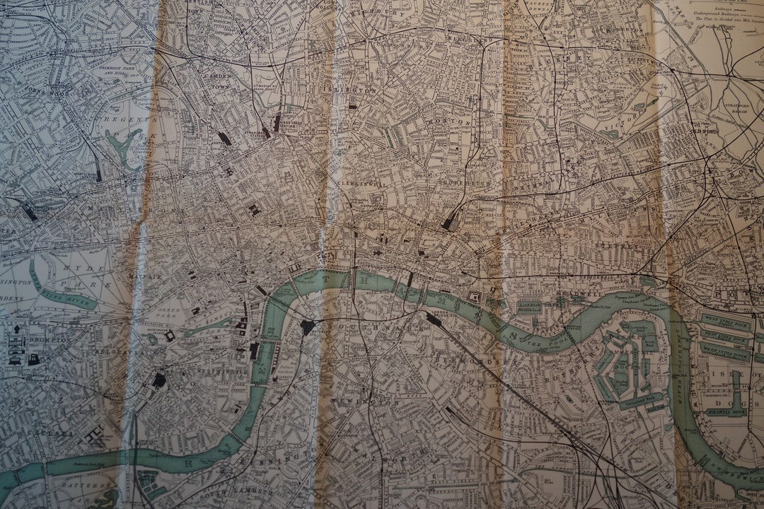 1912 City of London Railways and Underground Lines Antique Map Original ...