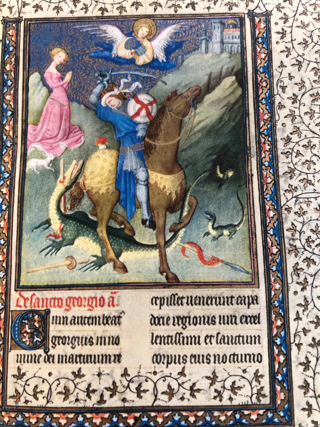 Saint George Illuminated Manuscript Published Vintage Lithograph 1958 ...