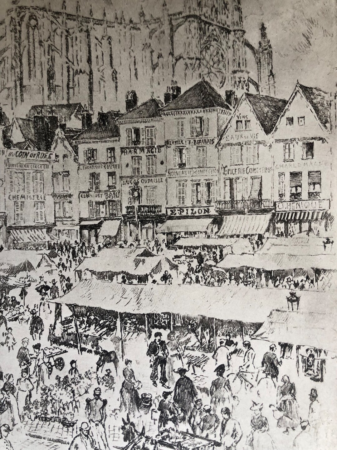 Joseph Pennell | Beauvais Cathedral | French Town Square | Original ...