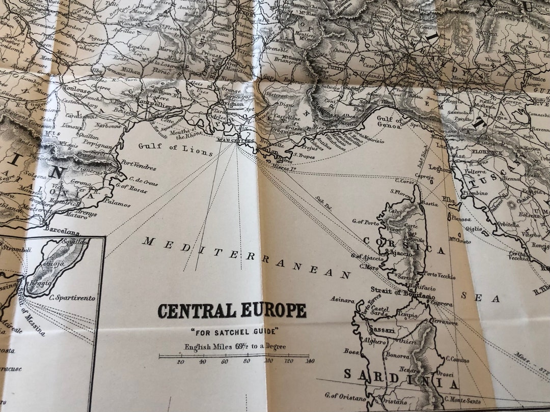 1892 Map of Central Europe Map Large Framable Fold Out Lithograph ...